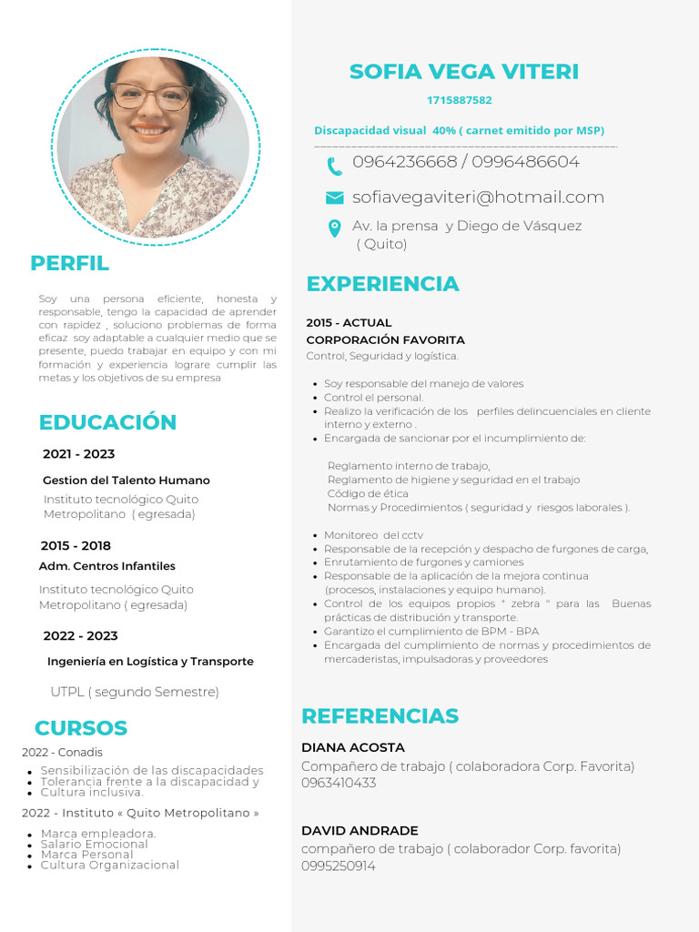 25 Hoja de Vida Sofia Vega | PDF | Business | Economias