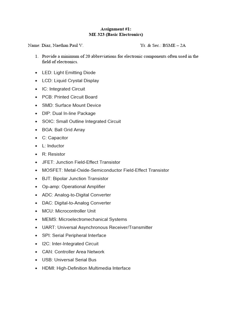 Assignment #1 - BEE | PDF