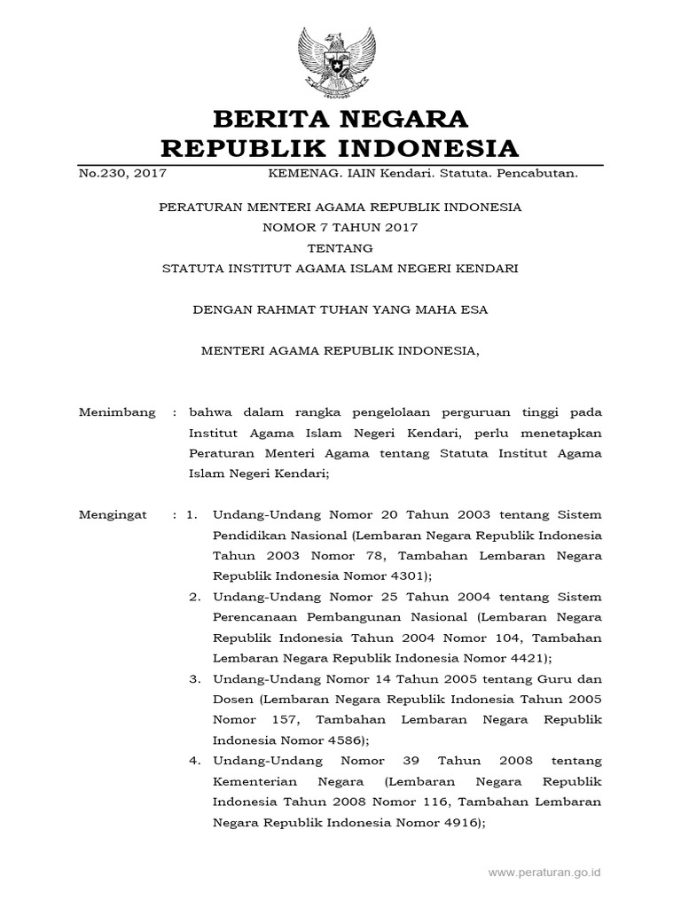 Statuta Iain Kendari | PDF