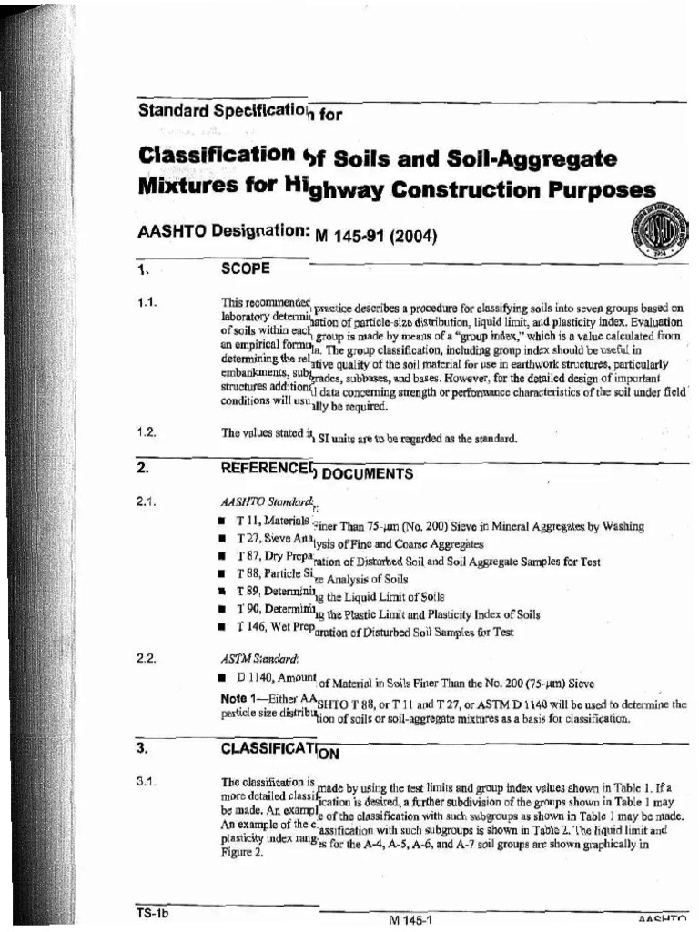 AASHTO M145-91 Soil Classification Guide | PDF | Silt | Particle Size ...