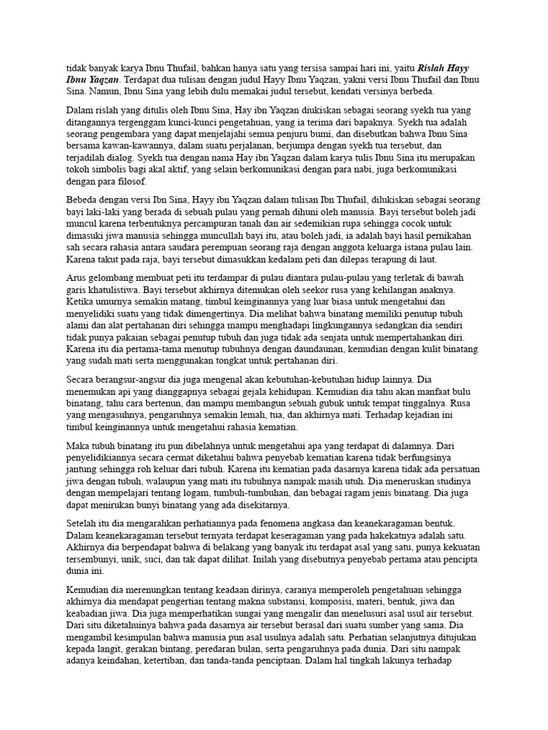 Karya Ibnu Thufail | PDF | Ilmu Sosial