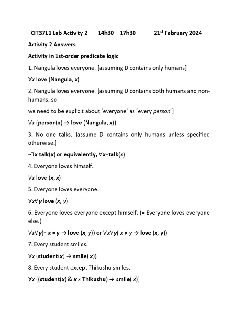 Activity 2 Week 2 3 February 2024 Computer Theory Solutions Download Free Pdf Syntax Logic 9256
