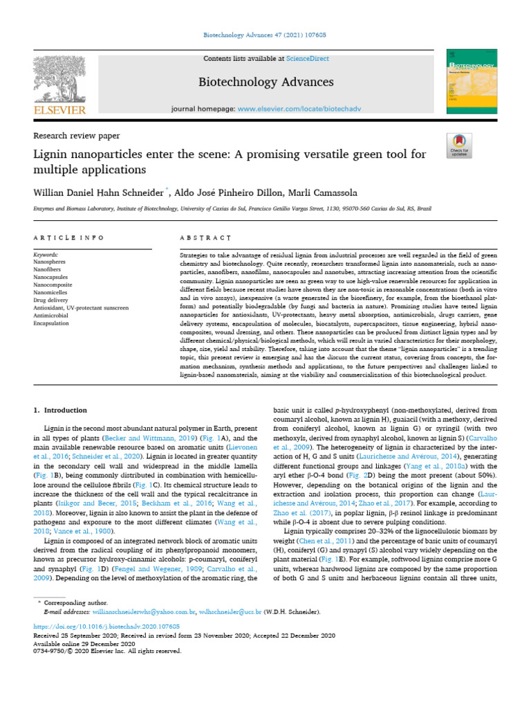 Lignin Nanoparticles Enter The Scene A Promising Versatile Green Tool ...