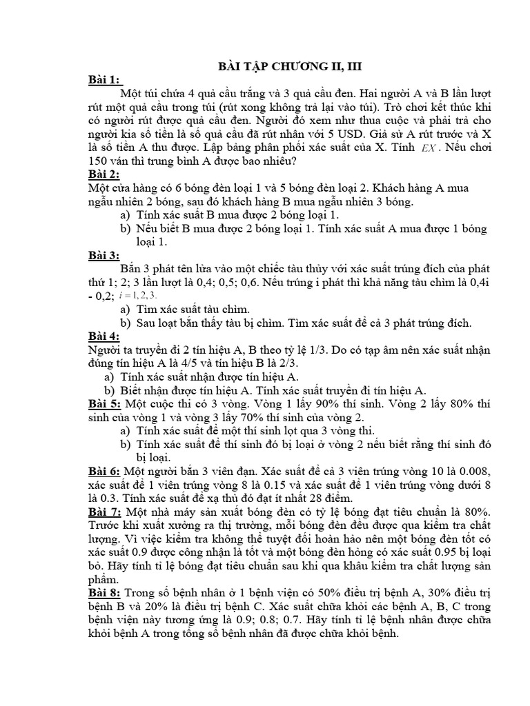 Bai Tap XSTK Moi | PDF