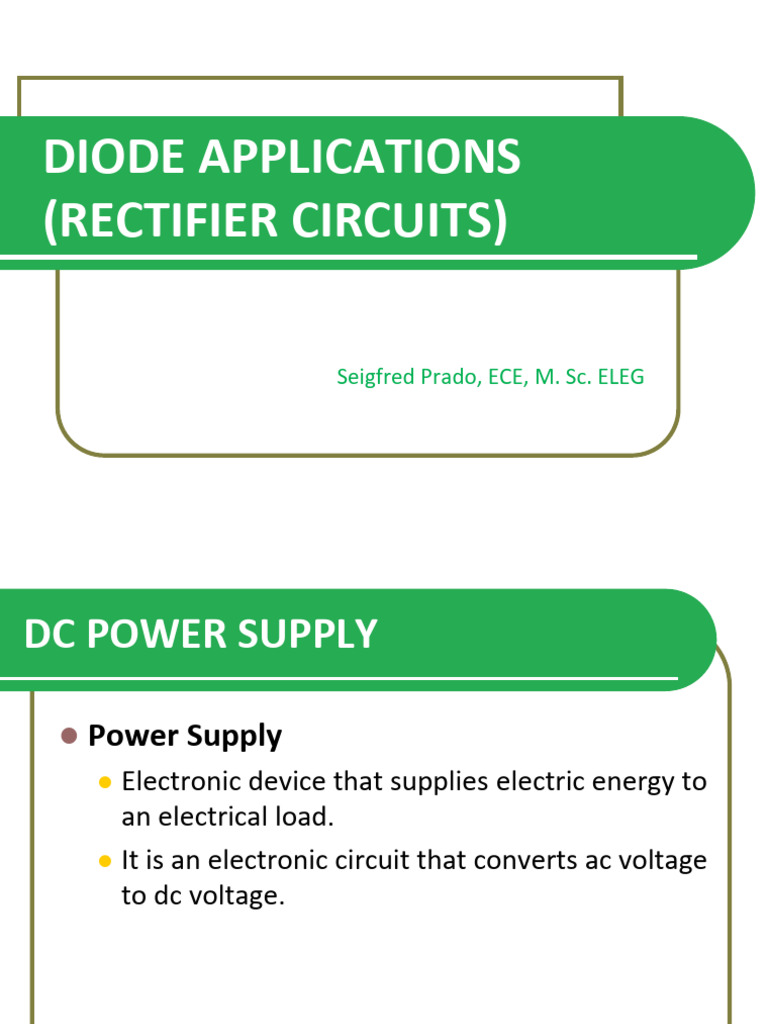 Lecnotes Diode Applications Part1 Sp Pdf Rectifier Power Supply