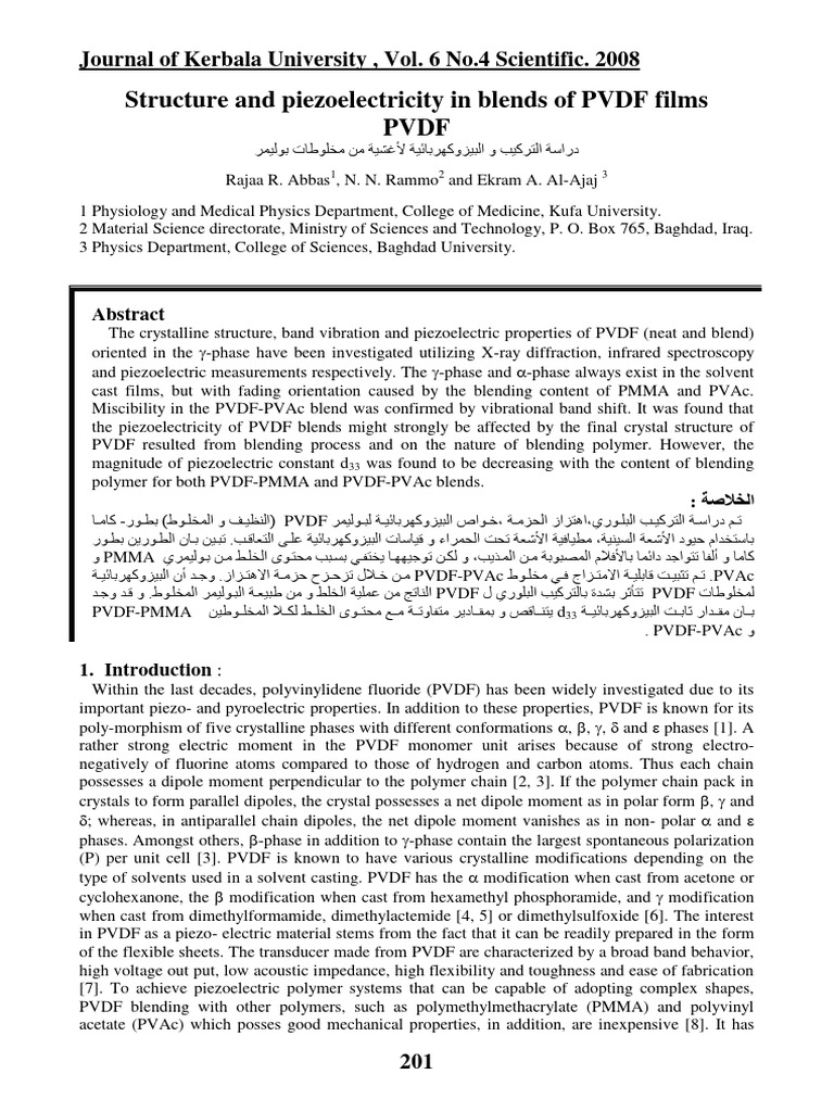 KJ - Volume 4 - Issue 2 - Pages 201-208 | Download Free PDF | Piezoelectricity | Polymers