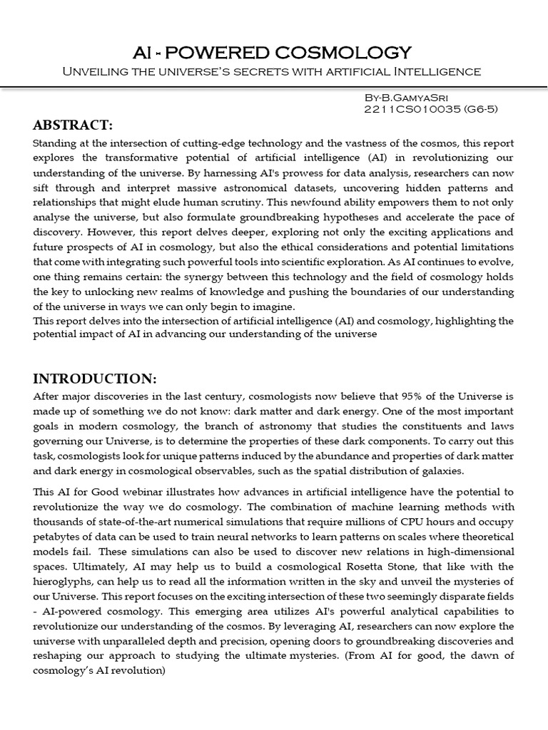 AI in Cosmology: Unlocking Universe Secrets | PDF