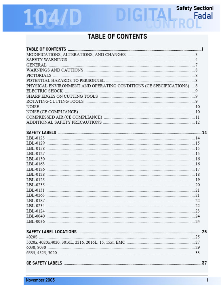 2003 Operator Manual 104D | PDF