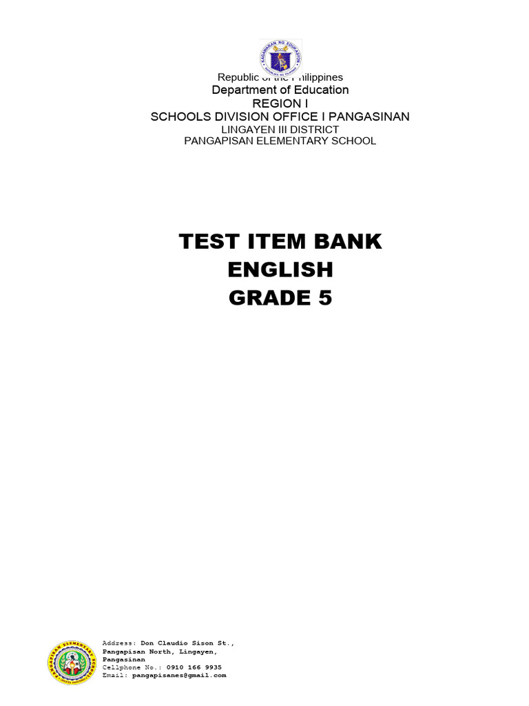 ENGLISH5 - Grade 5-Q3-TEST-ITEM-BANK | PDF | Bali