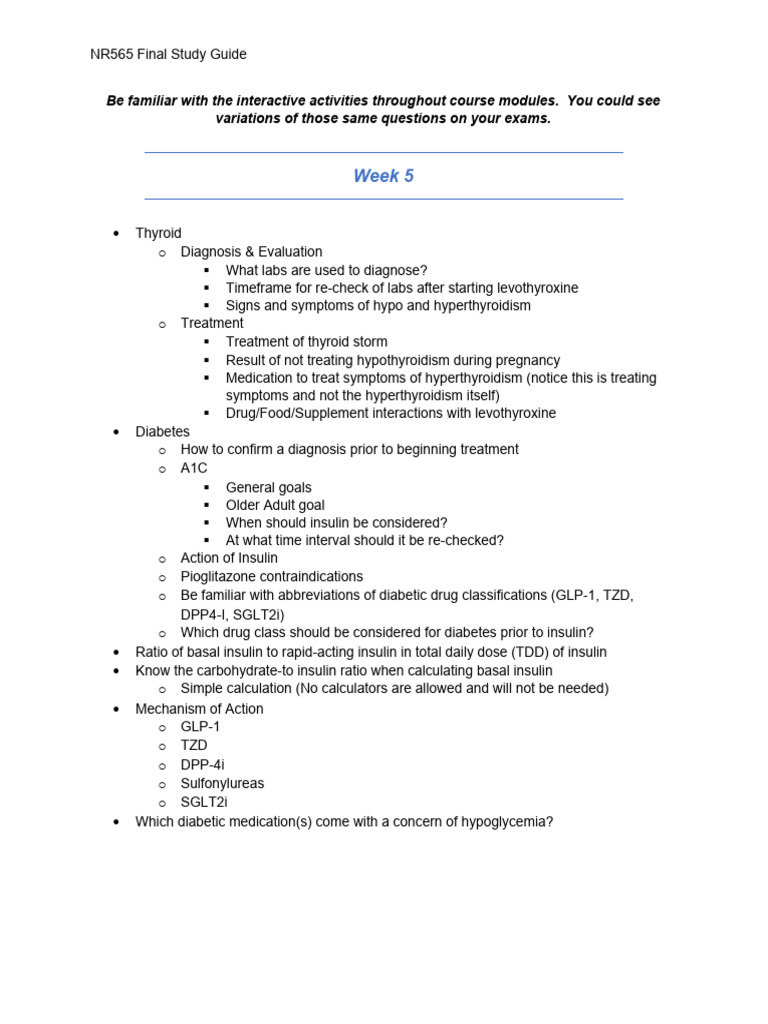 565 Final Exam Study Guide | PDF | Hyperthyroidism | Gastroesophageal ...