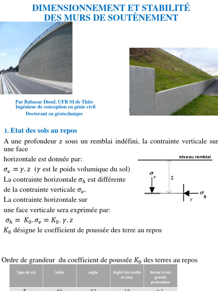 Dimensionnement Mur Soutenement | PDF