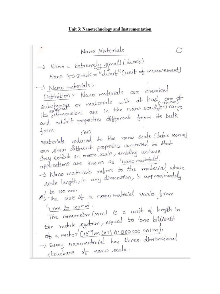 Unit 3, Nano and Instrumentation Notes, Dr. C. Sampath | PDF