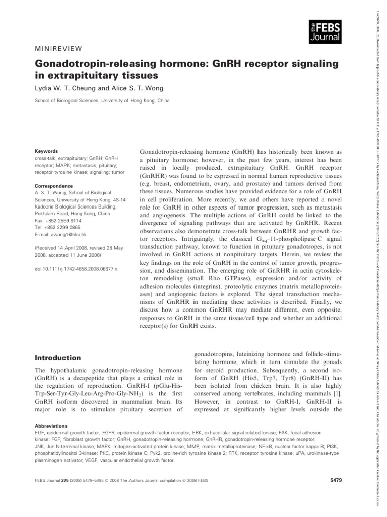 2005-The FEBS Journal - 2008 - Cheung - Gonadotropin Releasing Hormone GNRH Receptor Signaling ...