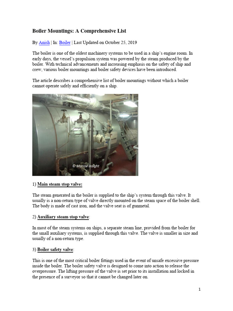 Essential Boiler Mountings Explained | PDF | Home & Garden | Technology & Engineering