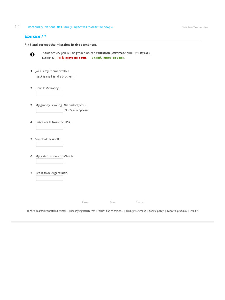Exercise 7 - Mode - Solve - Unit 1 People Are People - 1.1 Vocabulary - Wider World Level 1 ...