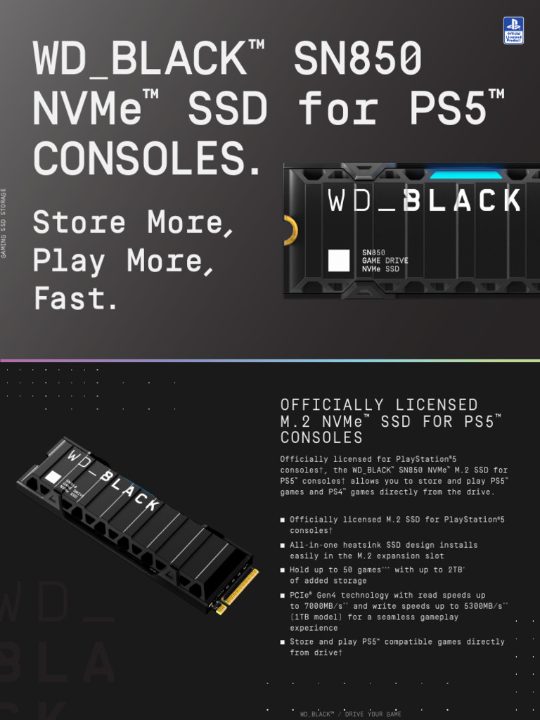 Data Sheet WD Black sn850 Nvme SSD For ps5 | PDF