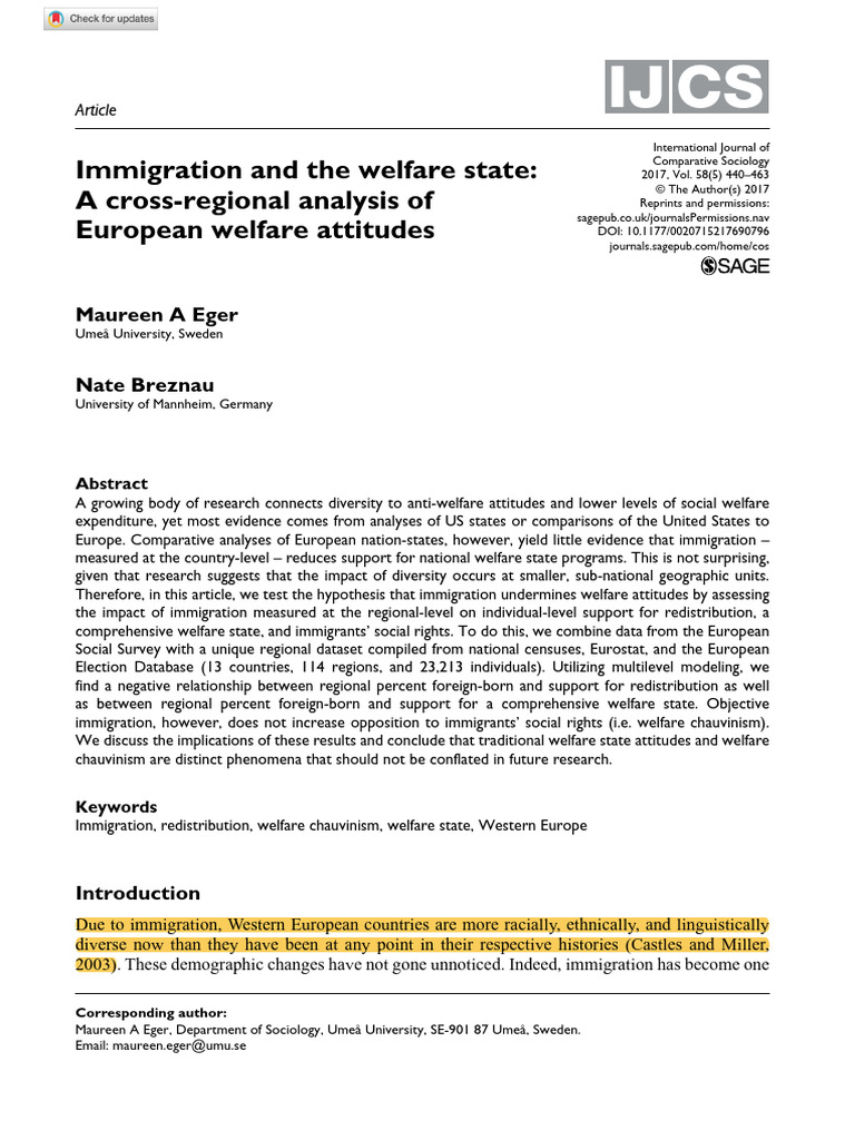 Integration of The Welfare State | PDF