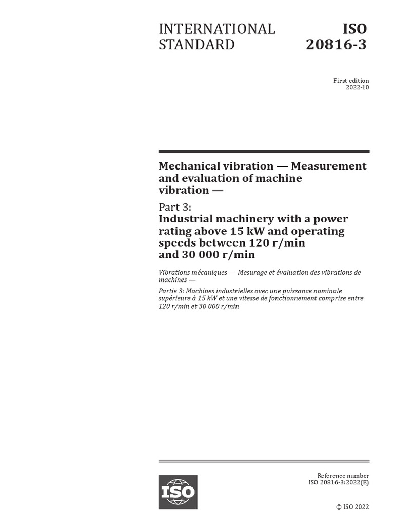 ISO20816-3-2022 | PDF | International Organization For Standardization | Mechanical Engineering