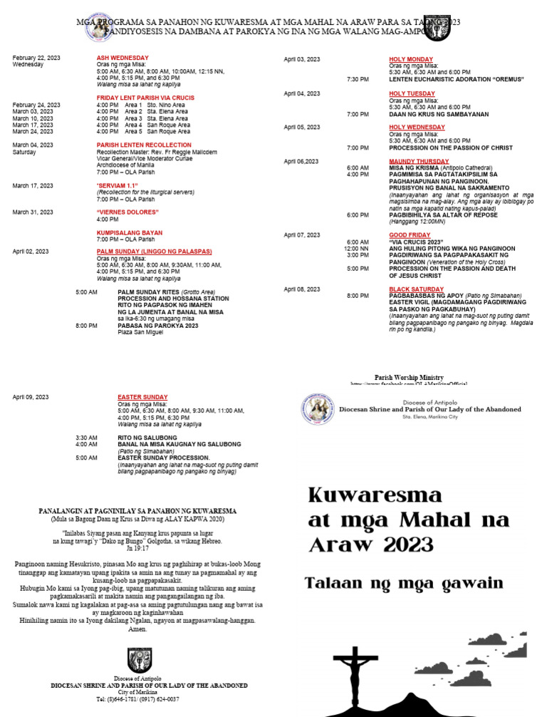 2023 Mahal na Araw Schedule | PDF