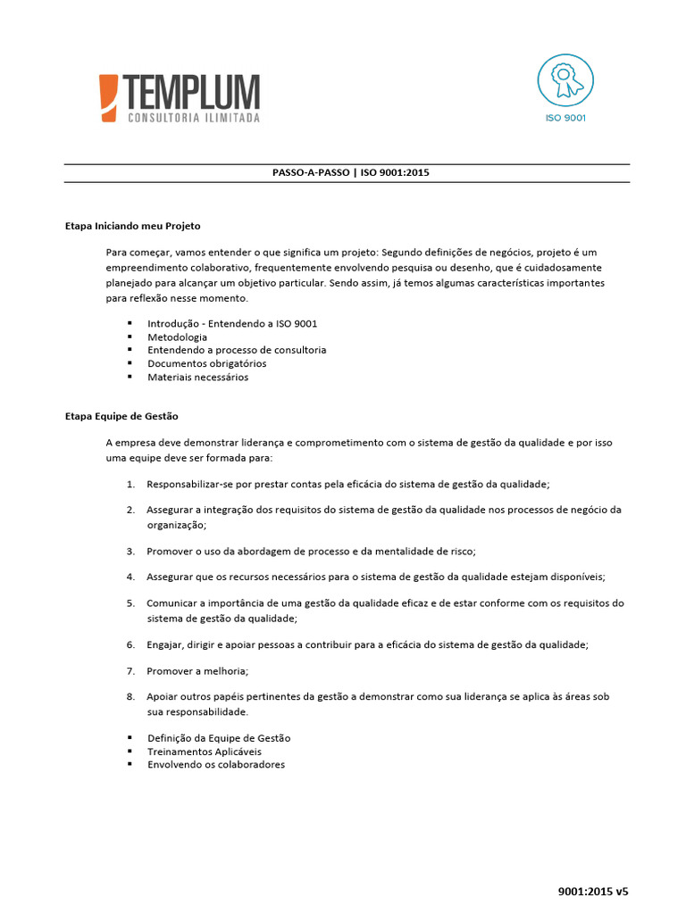Passo A Passo 9001 2015 v5 | PDF Passo A Passo 9001 2015 v5 | PDF