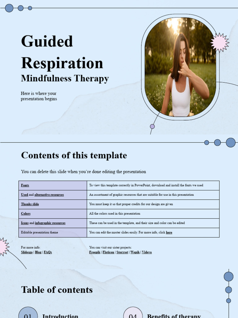 Guided Respiration Mindfulness Therapy by Slidesgo | PDF
