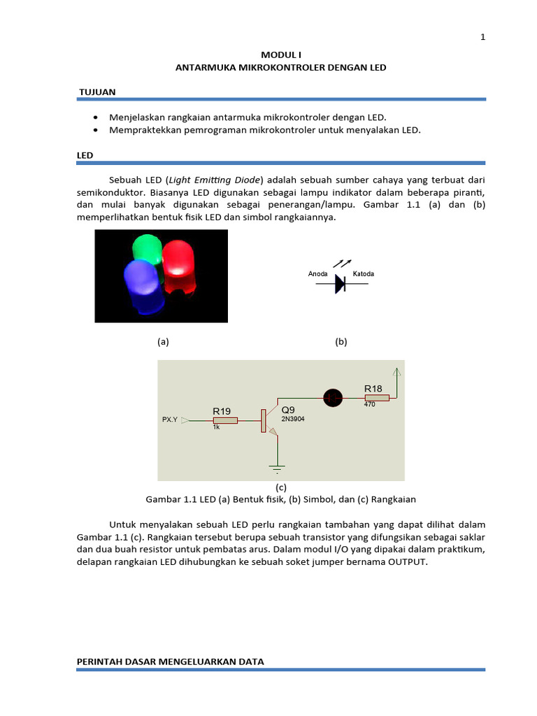 Modul 1 Antarmuka Mikrokontroler Dengan LED | PDF | Metode & Bahan Ajar