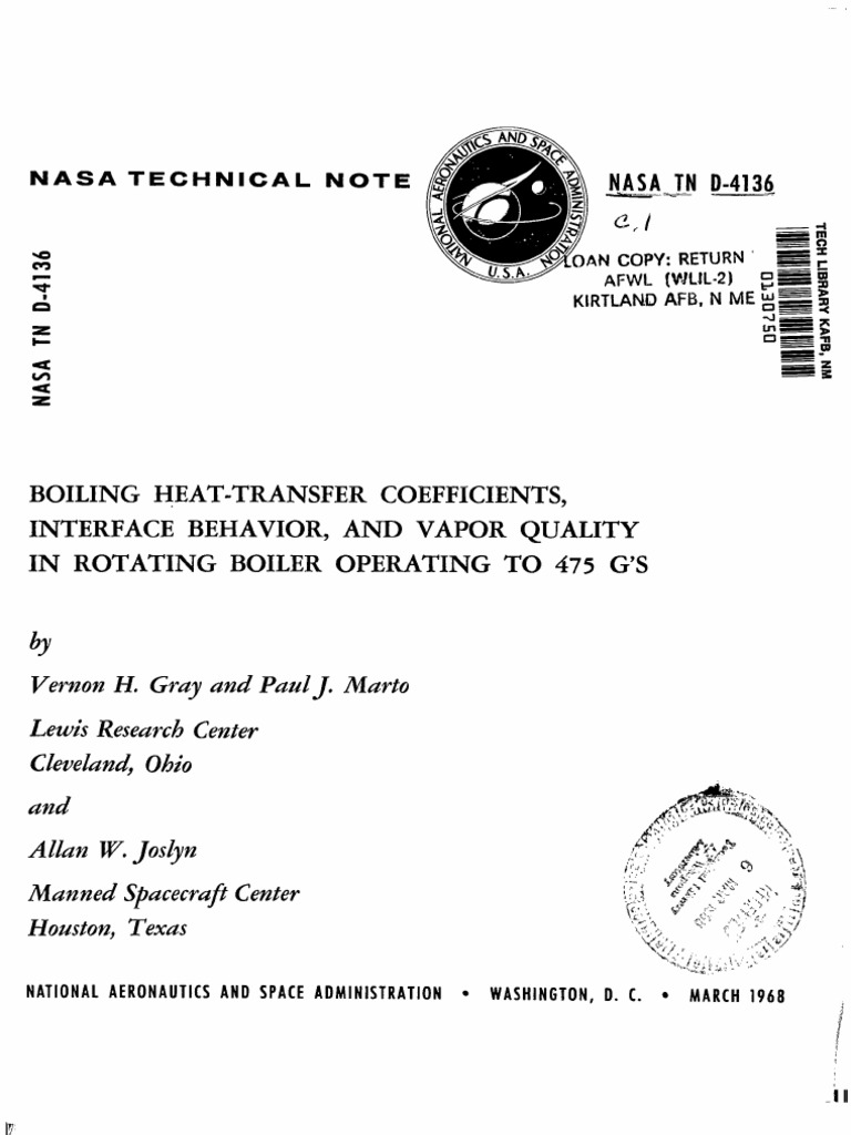 IN TO: Boiling Heat-Transfer Coefficients, Interface Behavior, A M ...