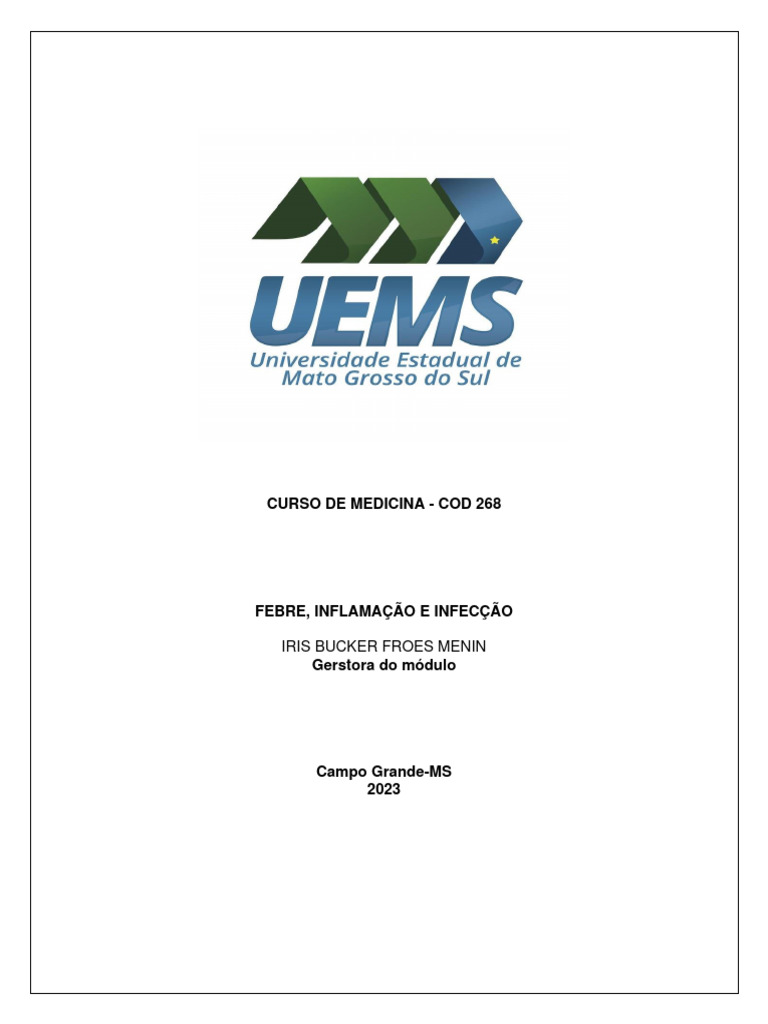 Caderno Aluno Febre 2023 Uems | PDF | Medicina Clínica | Remédio