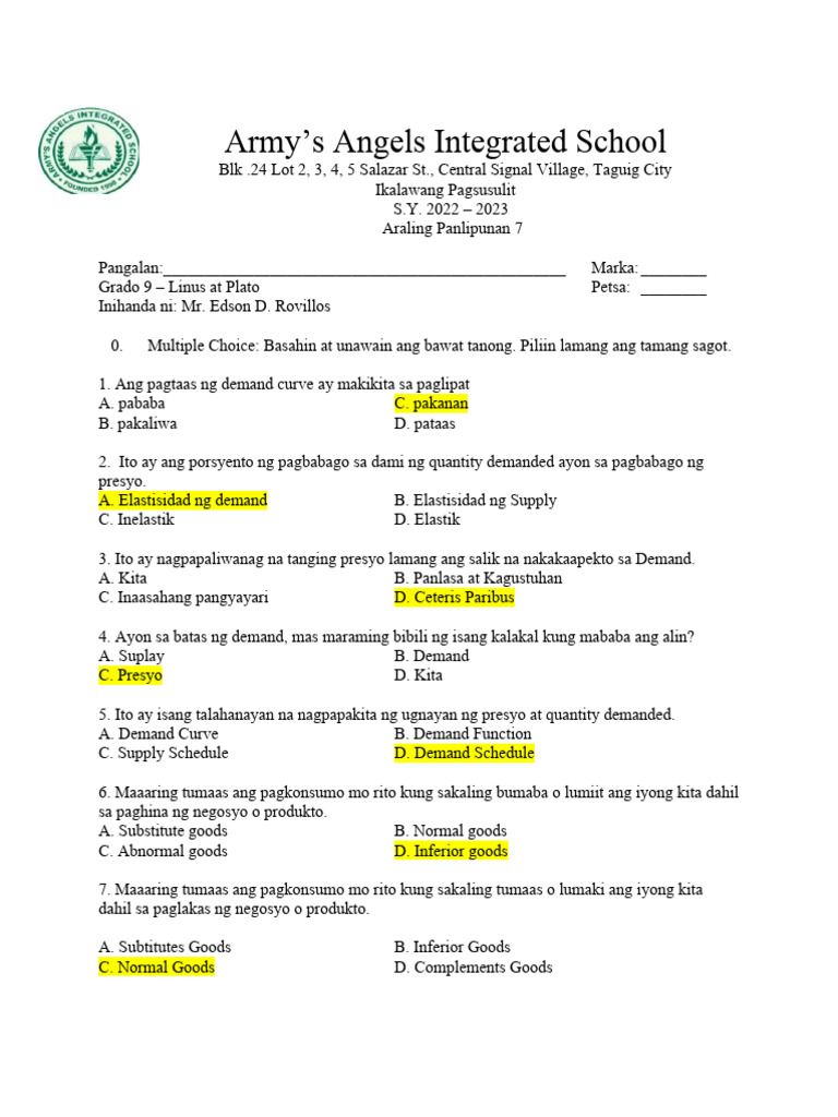 2ND Monthly Exam Ap | PDF