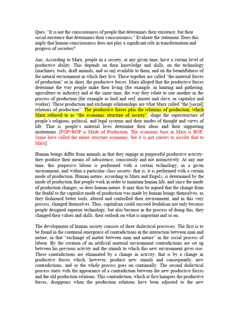 Social consciousness | PDF | Idea | Karl Marx