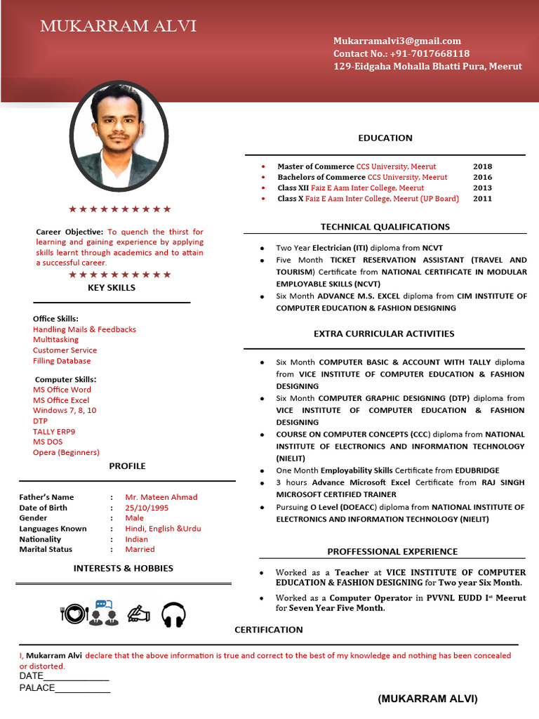 Resume Format | PDF | Diploma | Computing