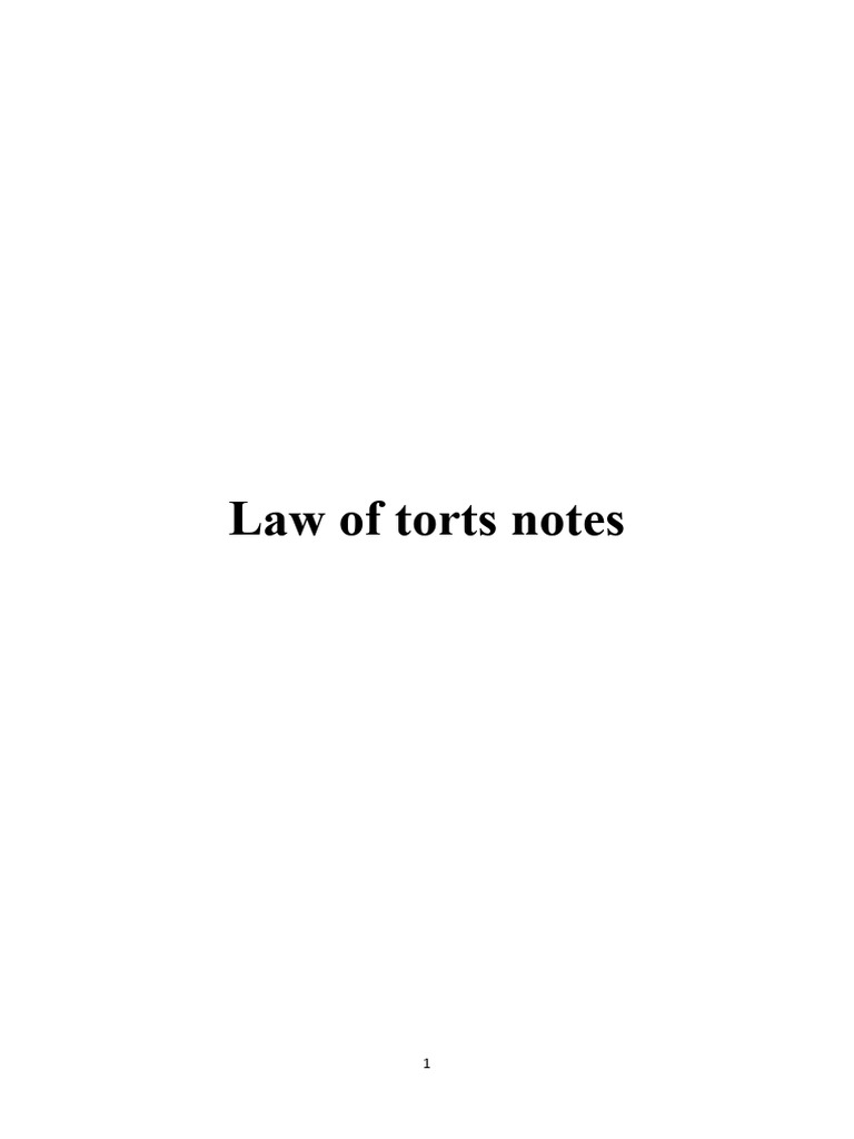 Law of Torts Notes 04.10.2023 | PDF | Tort | Damages