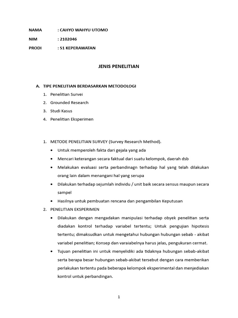 Resume Jenis Dan Desain Penelitian | PDF