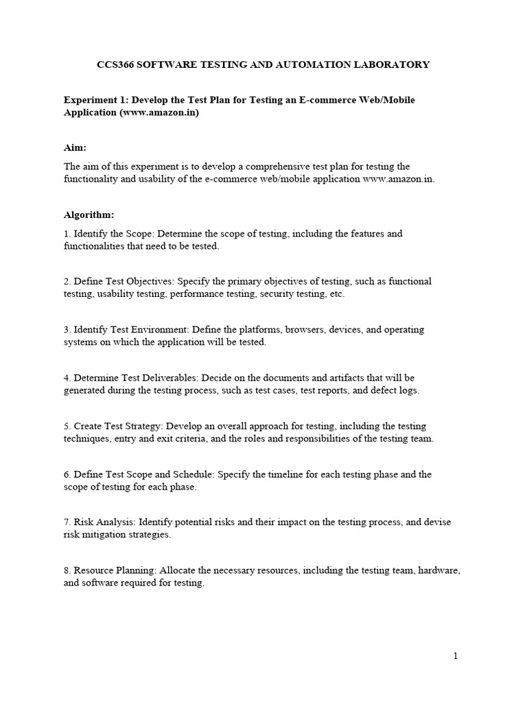 Ccs366 Software Testing and Automation Laboratory | PDF