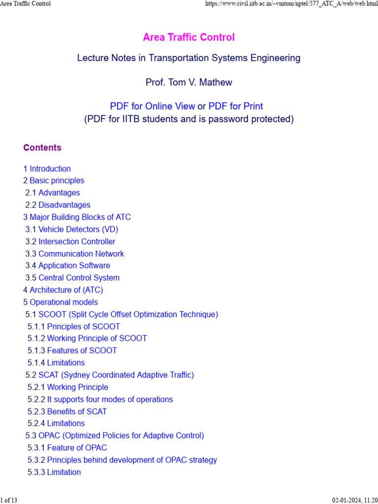 Lecture Notes in Transportation Systems Engineering Prof. Tom V. Mathew ...