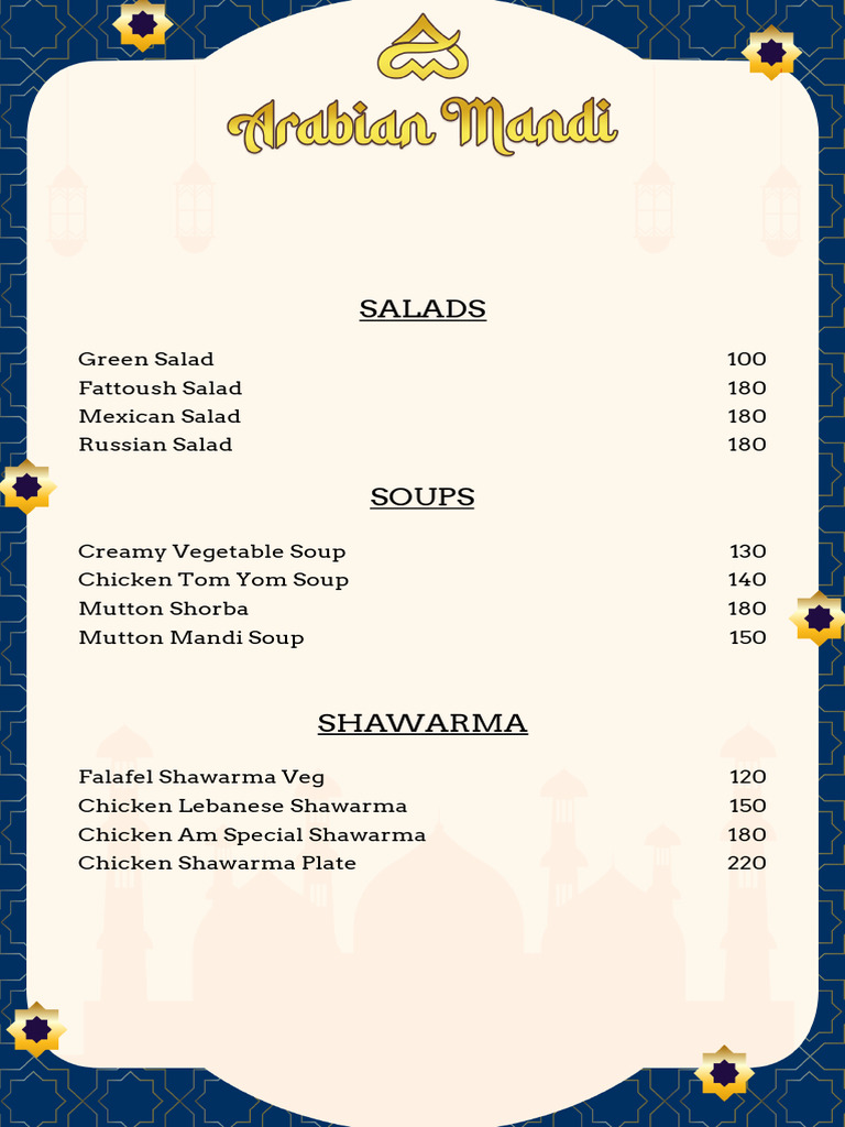 Arabian Mandi Restaurant Menu | PDF