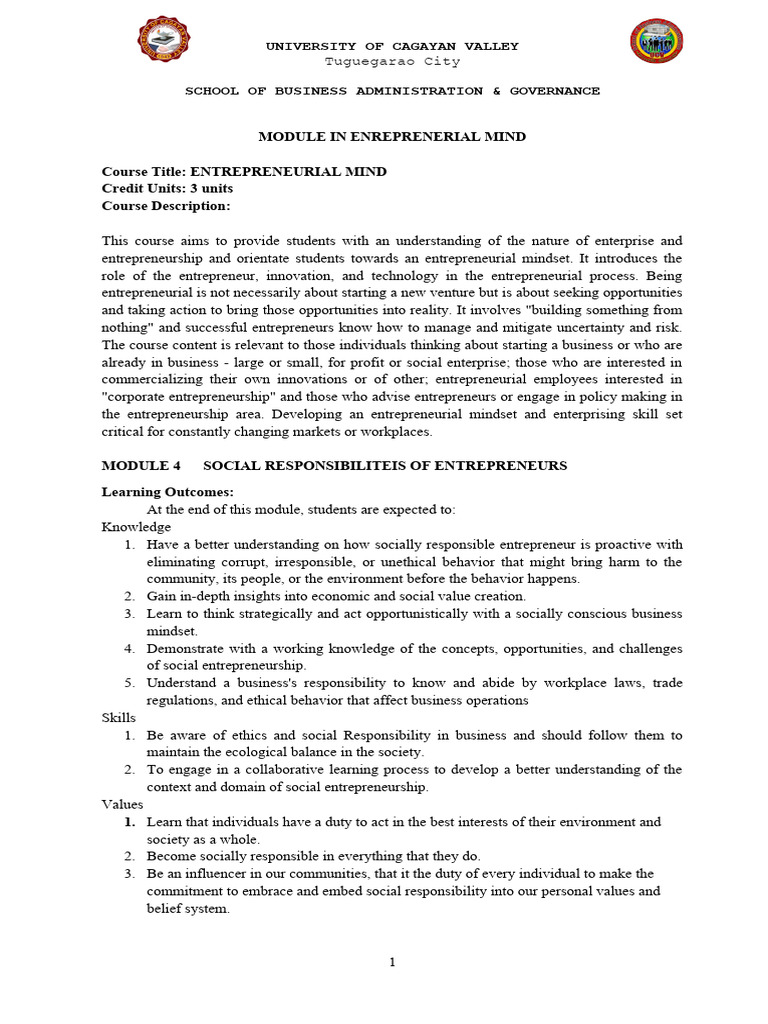 Final Module 4 The Entrep. Mind | PDF | Entrepreneurship | Corporate ...