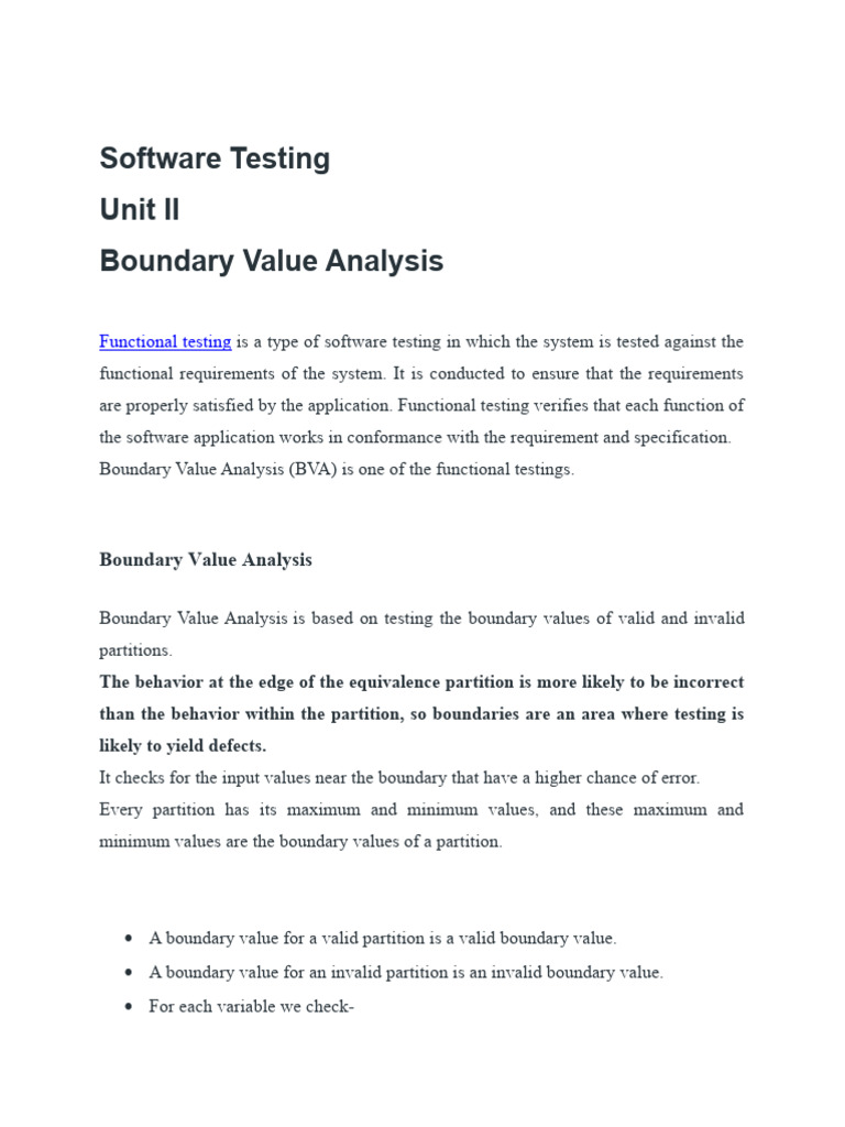Boundary Value Analysis Guide | PDF | Technology & Engineering