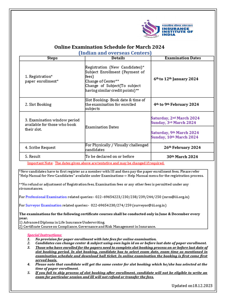 Time Table March 2024 | PDF