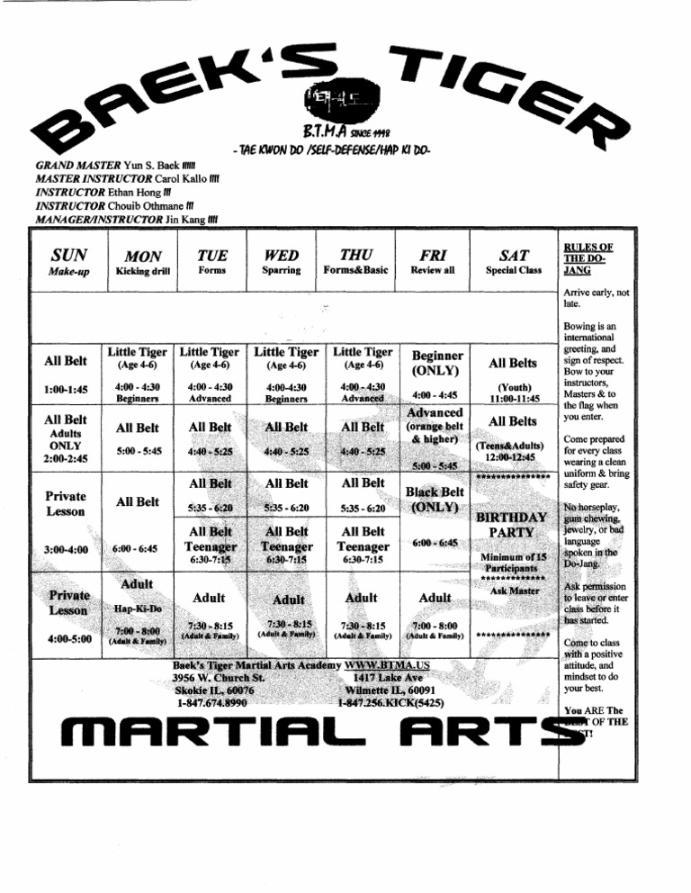 BTMA Daily Schedule | PDF