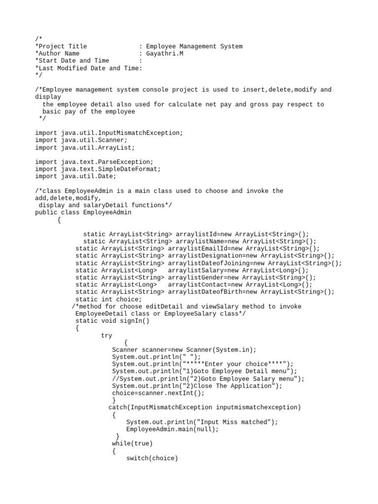 Empoyee Management | PDF | Computer Programming | Programming Paradigms