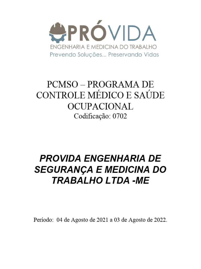 PCMSO: Saúde Ocupacional na Pro Vida | PDF | Remédio | Gestão de ...