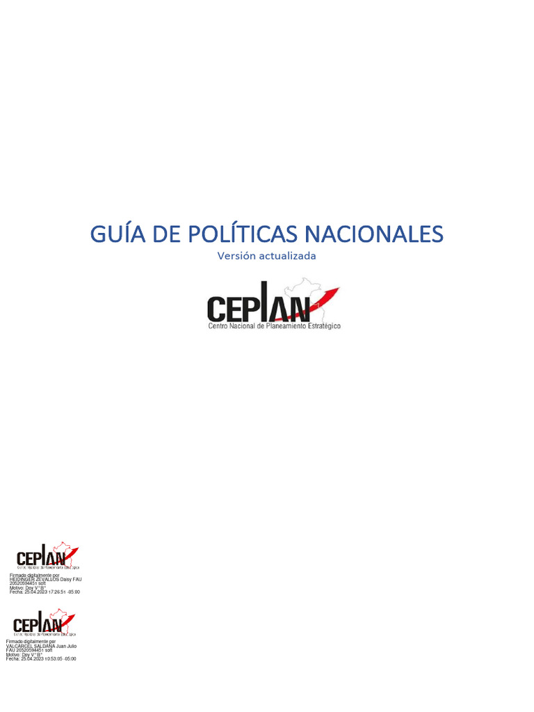 Rs PCD 030 2023 Anexo Actualizacion Guia Pol Nac | PDF | Planificación | Regulación