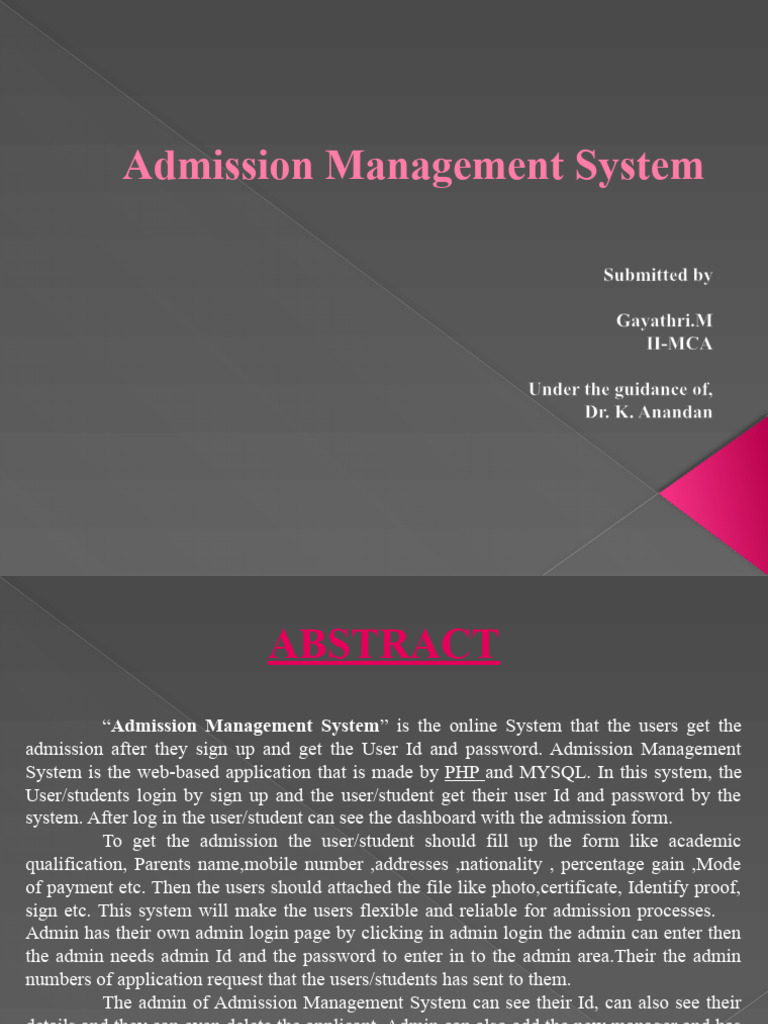 Admission Management System | PDF