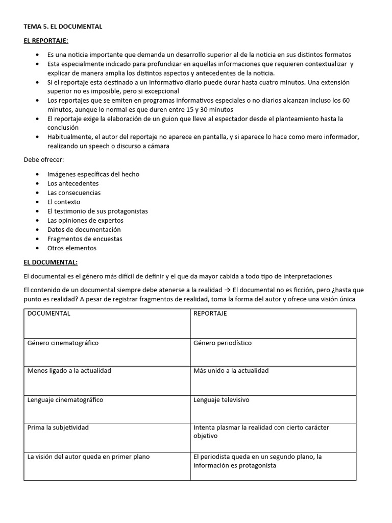 Tema 5. El Documental | PDF