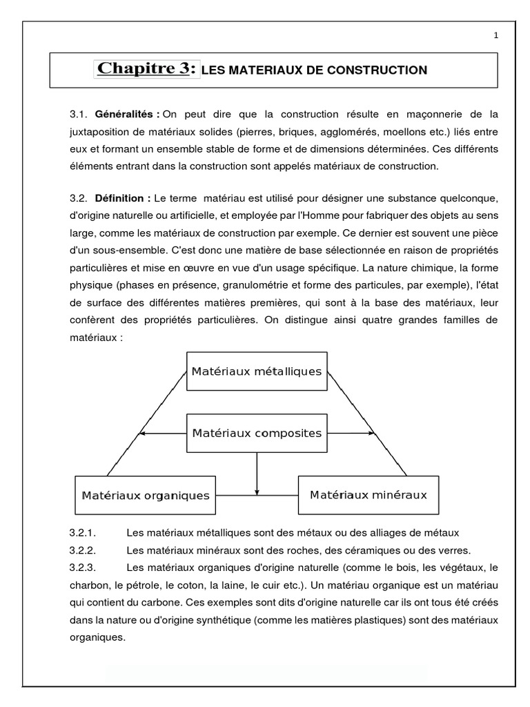3 - COURS TECHNO. L1 - Chapitre 3. LES MATERIAUX DE CONSTRUCTION - 2022 ...