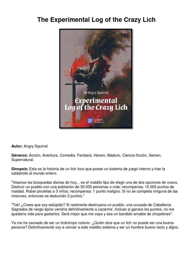 The Experimental Log of The Crazy Lich (151-200) | PDF | Continuar ...