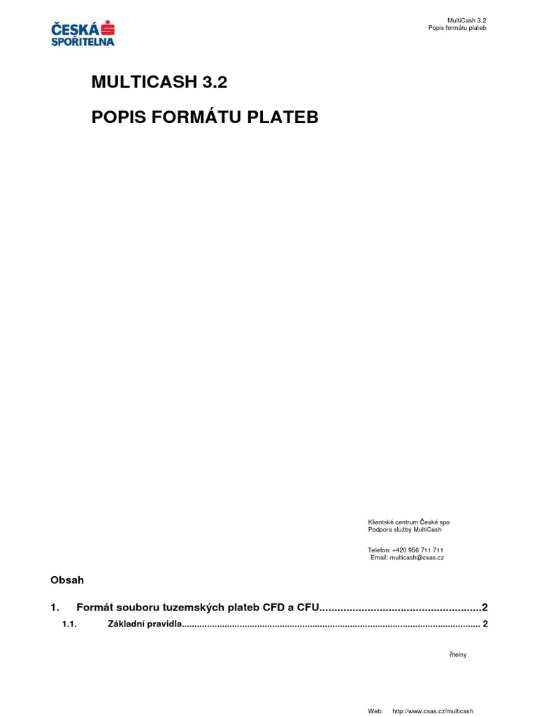 MCC Popis Formatu Plateb | PDF