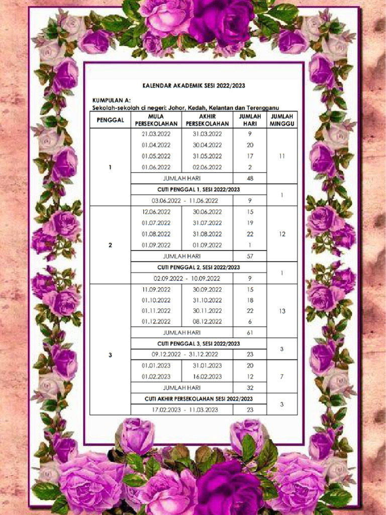 TAKWIM PERSEKOLAHAN 2022 FINAL | PDF