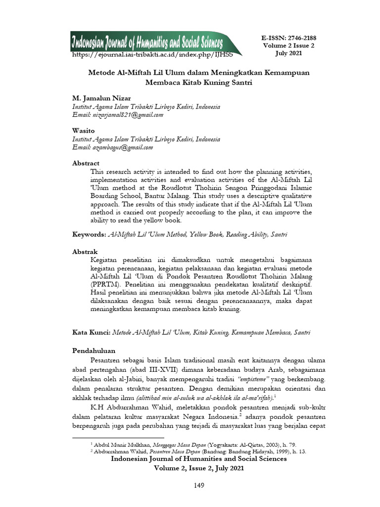 Metode Al-Miftah Lil Ulum Dalam Meningkatkan Kemampuan | PDF | Ilmu Sosial | Agama & Spiritualitas